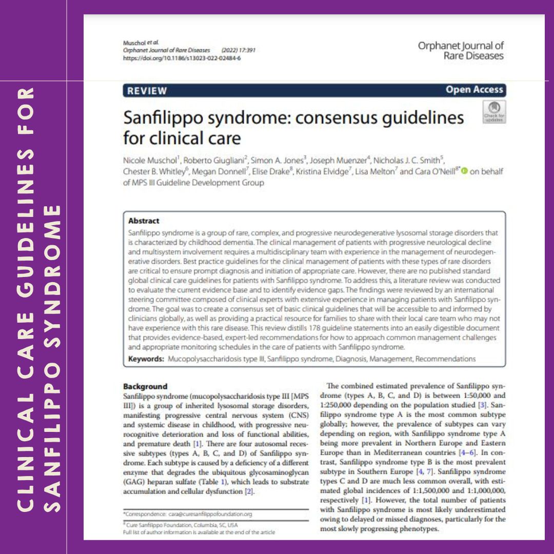 The first-ever global consensus clinical care guidelines for Sanfilippo ...
